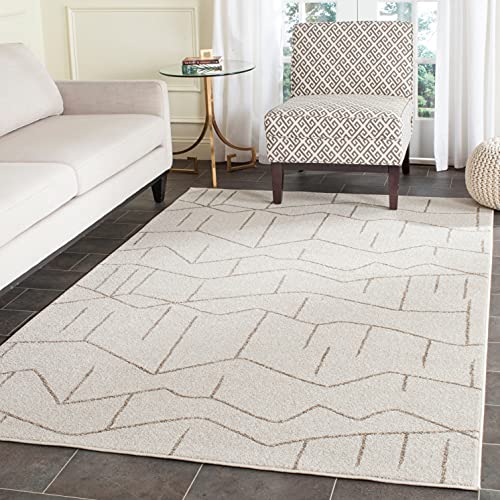 SAFAVIEH Amherst Collection 8' x 10' Ivory/Grey AMT429K Modern Moroccan Non-Shedding Living Room Bedroom Dining Home Office Area Rug