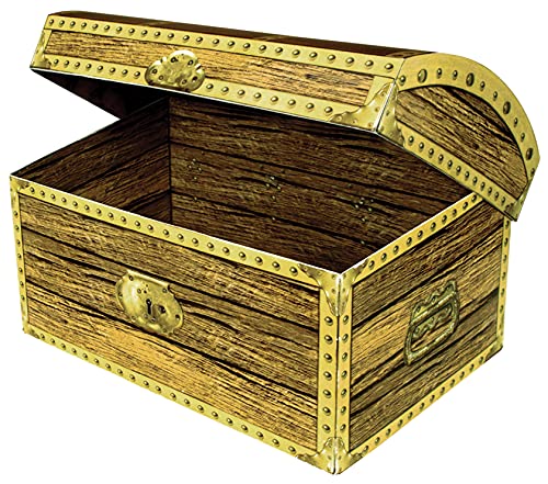 Beistle Novelty Three Dimensional Treasure Chest Treat Box Pirate Theme Party Favors, 8" x 5½" x 5½", Multicolored