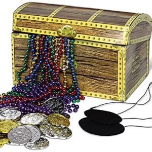 Beistle Novelty Three Dimensional Treasure Chest Treat Box Pirate Theme Party Favors, 8" x 5½" x 5½", Multicolored