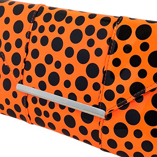 Polka Dot Patent Envelope Clutch, Orange