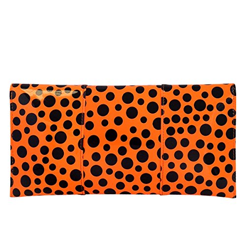 Polka Dot Patent Envelope Clutch, Orange