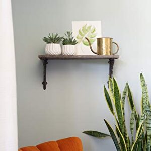 BarnwoodUSA Rustic Wooden Shelf with Victorian Brackets, Farmhouse Wall Ledge