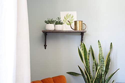 BarnwoodUSA Rustic Wooden Shelf with Victorian Brackets, Farmhouse Wall Ledge