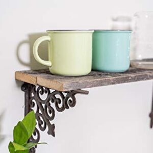 BarnwoodUSA Rustic Wooden Shelf with Victorian Brackets, Farmhouse Wall Ledge