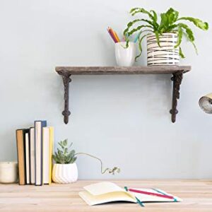 BarnwoodUSA Rustic Wooden Shelf with Victorian Brackets, Farmhouse Wall Ledge