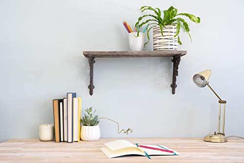 BarnwoodUSA Rustic Wooden Shelf with Victorian Brackets, Farmhouse Wall Ledge