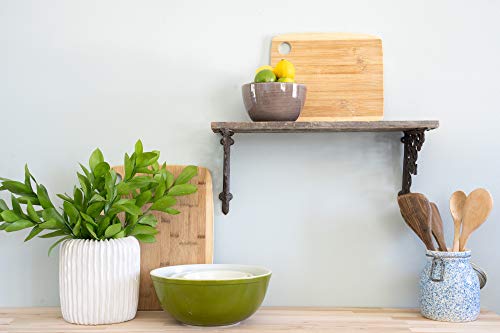 BarnwoodUSA Rustic Wooden Shelf with Victorian Brackets, Farmhouse Wall Ledge