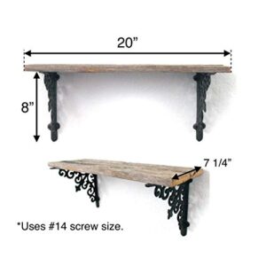 BarnwoodUSA Rustic Wooden Shelf with Victorian Brackets, Farmhouse Wall Ledge