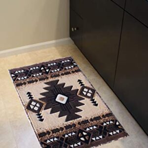 South West Native American Door Mat Area Rug Design C318 Berber 24 In. X 40 In.