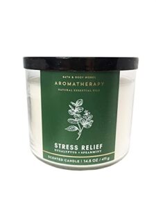 bath & body works, aromatherapy stress relief 3-wick candle, eucalyptus spearmint