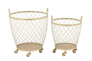 deco 79 modern metal wedge storage cart, set of 2 15″, 21″h, gold