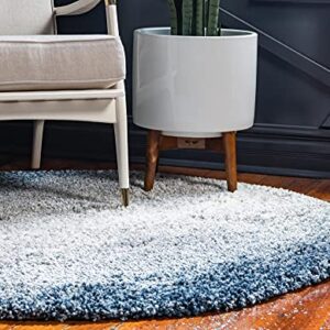 Unique Loom Hygge Shag Collection Modern Moroccan Inspired, Plush & Cozy Area Rug, 3 ft 3 in x 3 ft 3 in, Blue/Ivory