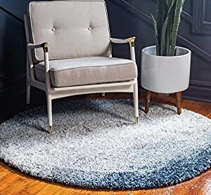 Unique Loom Hygge Shag Collection Modern Moroccan Inspired, Plush & Cozy Area Rug, 3 ft 3 in x 3 ft 3 in, Blue/Ivory