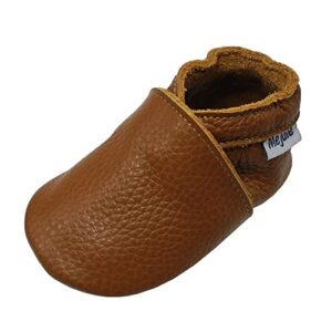 mejale baby soft soled leather moccasins anti-slip infant toddler shoes first walkers(brown,12-18 mos)