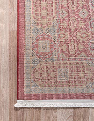 Unique Loom Palace Collection Traditional Geometric Area Rug, 3' 3" x 5' 3", Red/Light Blue