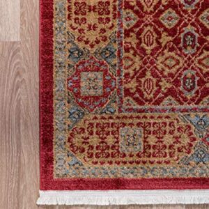 Unique Loom Palace Collection Traditional Geometric Area Rug, 3' 3" x 5' 3", Red/Light Blue