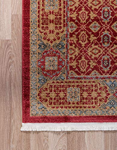 Unique Loom Palace Collection Traditional Geometric Area Rug, 3' 3" x 5' 3", Red/Light Blue