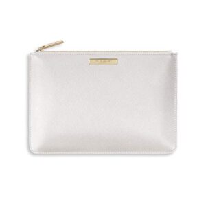 katie loxton bridesmaid women’s vegan leather clutch secret perfect pouch metallic white