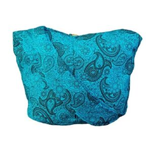 btp! thai cotton hippie hobo sling crossbody bag eco friendly shopping bag paisley print large (skyblue pl42)