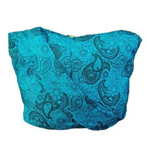 BTP! Thai Cotton Hippie Hobo Sling Crossbody Bag eco Friendly Shopping bag Paisley Print Large (SkyBlue PL42)