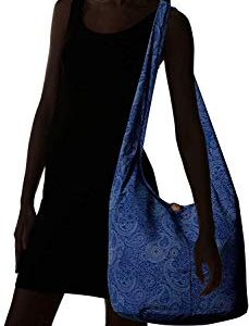 BTP! Thai Cotton Hippie Hobo Sling Crossbody Bag eco Friendly Shopping bag Paisley Print Large (SkyBlue PL42)