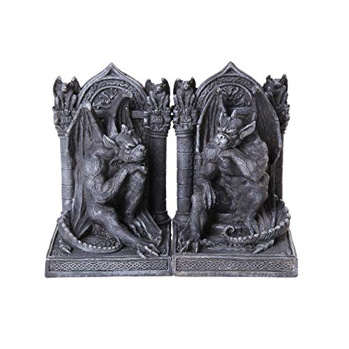 Pacific Giftware Gothic Thinker Gargoyle Sculpture Stone Finish Book Ends Set 6.75 Inches Tall