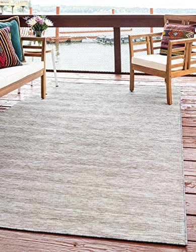 Unique Loom Outdoor Patio Collection Modern Casual Indoor and Outdoor Transitional Indoor and Outdoor Flatweave Gray Area Rug (6' 3 x 9' 0)