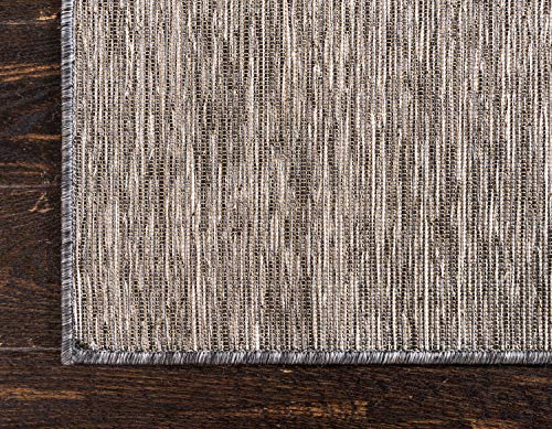 Unique Loom Outdoor Patio Collection Modern Casual Indoor and Outdoor Transitional Indoor and Outdoor Flatweave Gray Area Rug (6' 3 x 9' 0)