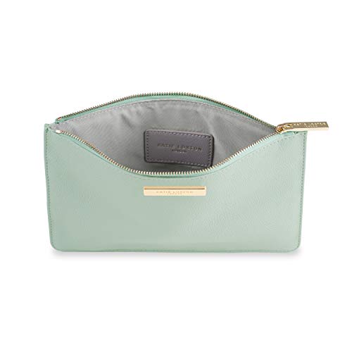 KATIE LOXTON Women's Medium Soft Pebble Vegan Leather Clutch Perfect Pouch Seafoam Green