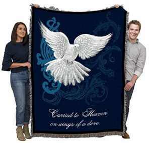 pure country weavers carried to heaven on wings of a dove blanket by sherri buck baldwin – sympathy bereavement gift tapestry throw woven from cotton – made in the usa (72×54)