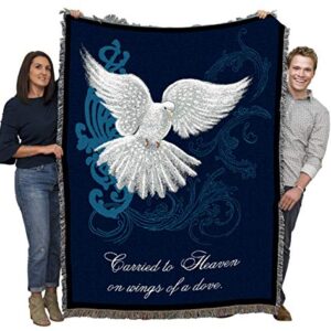 Pure Country Weavers Carried to Heaven on Wings of a Dove Blanket by Sherri Buck Baldwin - Sympathy Bereavement Gift Tapestry Throw Woven from Cotton - Made in The USA (72x54)