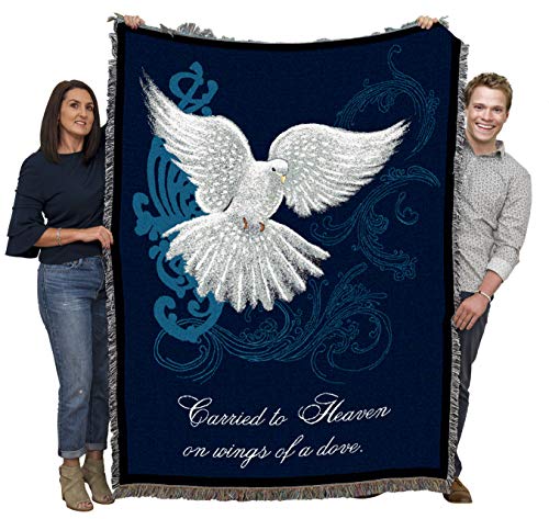 Pure Country Weavers Carried to Heaven on Wings of a Dove Blanket by Sherri Buck Baldwin - Sympathy Bereavement Gift Tapestry Throw Woven from Cotton - Made in The USA (72x54)