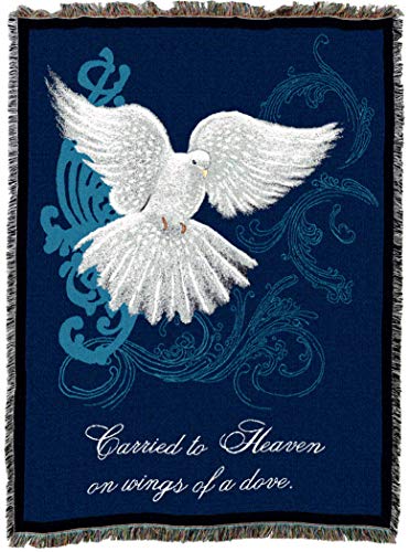 Pure Country Weavers Carried to Heaven on Wings of a Dove Blanket by Sherri Buck Baldwin - Sympathy Bereavement Gift Tapestry Throw Woven from Cotton - Made in The USA (72x54)