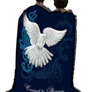 Pure Country Weavers Carried to Heaven on Wings of a Dove Blanket by Sherri Buck Baldwin - Sympathy Bereavement Gift Tapestry Throw Woven from Cotton - Made in The USA (72x54)