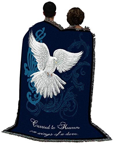 Pure Country Weavers Carried to Heaven on Wings of a Dove Blanket by Sherri Buck Baldwin - Sympathy Bereavement Gift Tapestry Throw Woven from Cotton - Made in The USA (72x54)