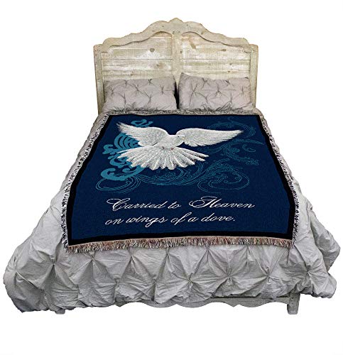 Pure Country Weavers Carried to Heaven on Wings of a Dove Blanket by Sherri Buck Baldwin - Sympathy Bereavement Gift Tapestry Throw Woven from Cotton - Made in The USA (72x54)