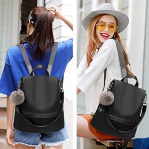 CHERUTY Women Backpack Purse Nylon Anti-theft Fashion Casual Lightweight Travel School Shoulder Bag(Black)