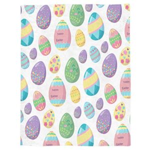 Singingin Colorful Cute Happy Easter Egg Flannel Throw Blanket Super Soft Warm Snuggle Stadium Blanket for Couch Chair Sofa and Bed Everyday Use 40" x 50"