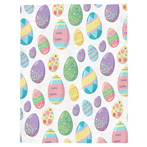 Singingin Colorful Cute Happy Easter Egg Flannel Throw Blanket Super Soft Warm Snuggle Stadium Blanket for Couch Chair Sofa and Bed Everyday Use 40" x 50"