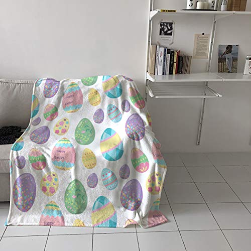 Singingin Colorful Cute Happy Easter Egg Flannel Throw Blanket Super Soft Warm Snuggle Stadium Blanket for Couch Chair Sofa and Bed Everyday Use 40" x 50"