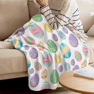 Singingin Colorful Cute Happy Easter Egg Flannel Throw Blanket Super Soft Warm Snuggle Stadium Blanket for Couch Chair Sofa and Bed Everyday Use 40" x 50"