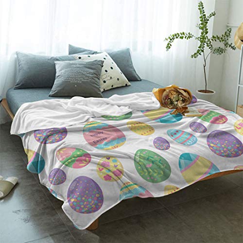 Singingin Colorful Cute Happy Easter Egg Flannel Throw Blanket Super Soft Warm Snuggle Stadium Blanket for Couch Chair Sofa and Bed Everyday Use 40" x 50"