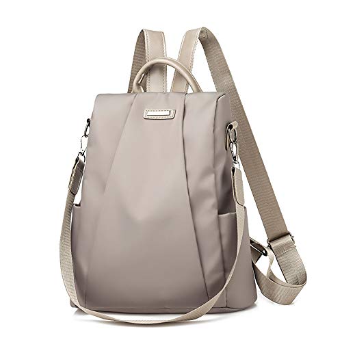 Women Solid Color Oxford Travel Backpack Anti-theft Square Multifunctional Shoulder Bags (Khaki)