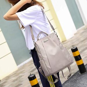 Women Solid Color Oxford Travel Backpack Anti-theft Square Multifunctional Shoulder Bags (Khaki)