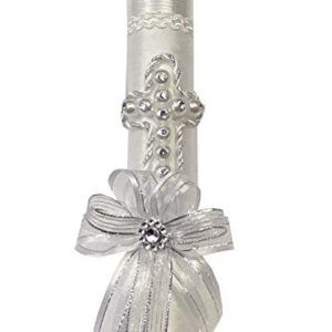 SWEA Pea & Lilli White Pearl Cross Baptism Candle Set Kit for Christenings with Shell and Favors