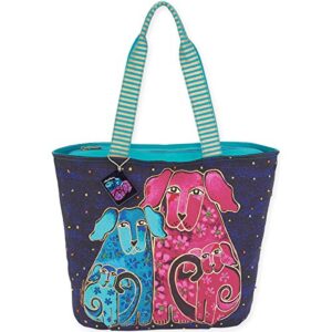 laurel burch lb5561 shoulder tote blossoming pups, 19″ x 6″ x 15″