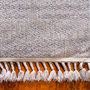 Unique Loom Hygge Shag Collection Modern Moroccan Inspired, Geometric Design, Plush & Cozy Area Rug, 8' 0" x 10' 0", Gray/Ivory