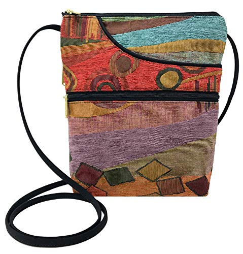 Danny K. Women's Tapestry Bella Purse Crossbody Handbag, Adjustable Cord, Handmade in USA (Wild Mango)