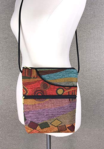 Danny K. Women's Tapestry Bella Purse Crossbody Handbag, Adjustable Cord, Handmade in USA (Wild Mango)