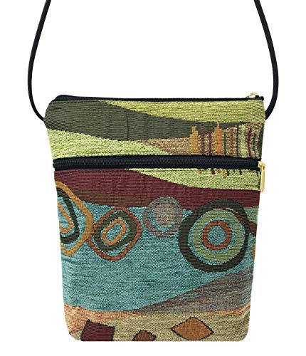 Danny K. Women's Tapestry Bella Purse Crossbody Handbag, Adjustable Cord, Handmade in USA (Wild Mango)